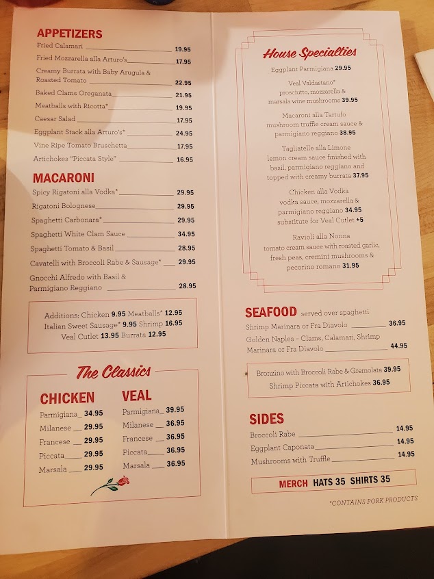 Arthur and Sons NY Italian Restaurant Menu – Classic Italian Dishes in NYC